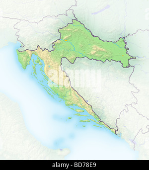 Relief map of Croatia with shaded relief Stock Photo - Alamy