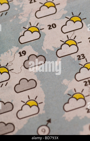 Newspaper weather forecast chart map Stock Photo - Alamy