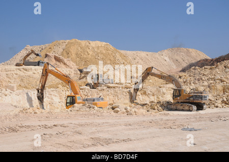 Yellow Hyundai excavator in rural construction site Stock Photo - Alamy
