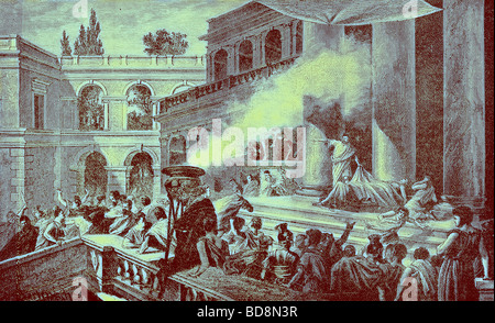 Assassination of Julius Caesar. Mark Antony shows the corpse of Julius ...