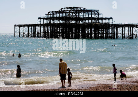 Brighton pier destroyed by fire Stock Photo - Alamy