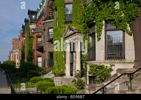 Boston Brownstone House along Commonwealth Avenue in the Back Bay ...
