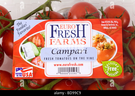 Label on package of organically grown tomatoes Stock Photo - Alamy