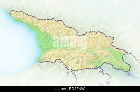 Georgia, Relief Map With Border Stock Photo - Alamy