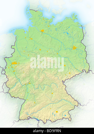 Relief map of Germany with shaded relief Stock Photo - Alamy