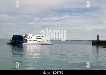 Catamaran Ferry Condor Express leaving St Peter Port harbour Guernsey Channel Islands Stock ...