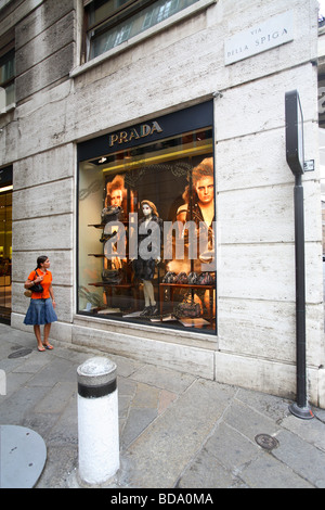 Prada store in Via Della Spiga street in the Fashion area of Milan ...
