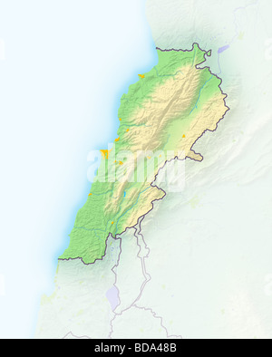 Relief map of Lebanon with shaded relief Stock Photo - Alamy