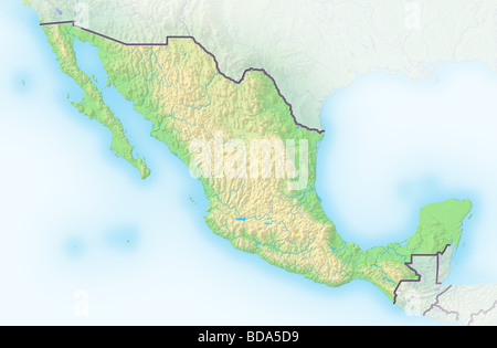 Relief map of Mexico with shaded relief Stock Photo - Alamy