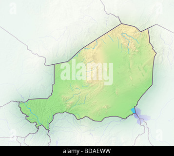 Relief map of Niger with shaded relief Stock Photo - Alamy