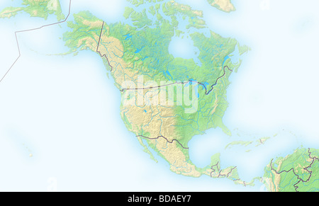 Relief map of United States with shaded relief Stock Photo - Alamy