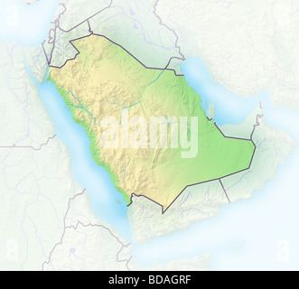 Relief map of Saudi Arabia with shaded relief Stock Photo - Alamy