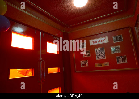old fifties b movie posters inside the entrance hall of the tudor ...