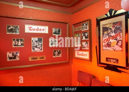 old fifties b movie posters inside the entrance hall of the tudor ...
