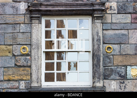 An Image of a medieval window with original glass panes in the house of ...