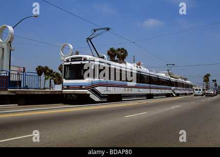 LA Metro Rail Blue Line Train from Los Angeles to Long Beach Stock ...