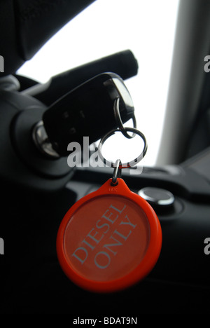 Diesel Only Key ring on car key Stock Photo - Alamy