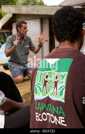 Sulawesi Lambusango forest reserve Graeme Gillespie demonstrating snake ...