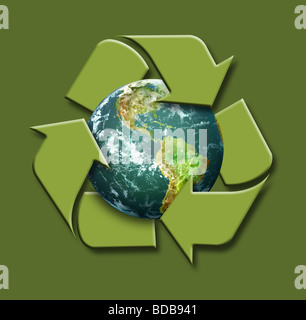 Recycling symbol around planet Earth. Digital illustration Stock Photo ...