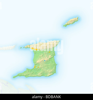 Relief map of Trinidad and Tobago with shaded relief Stock Photo - Alamy