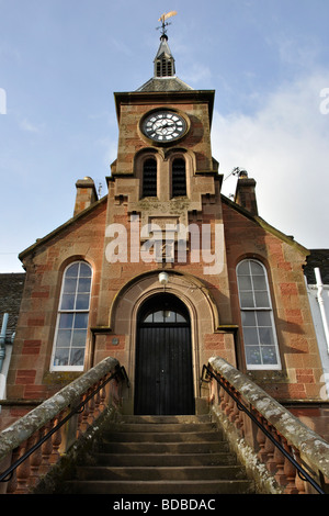Gifford East Lothian Scotland town hall and clock with Mercat Cross ...