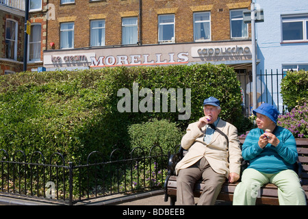 The exterior of Morelli's Ice Cream Parlour on the promenade at ...