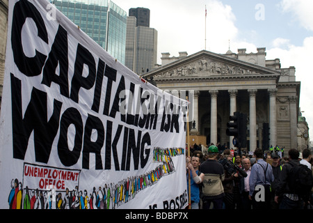 Capitalism isn't working banner. Demonstrators at the Bank of England ...
