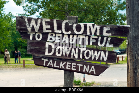 Welcome sign, Talkeetna, Alaska Stock Photo - Alamy