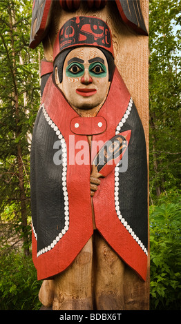 Detail of a totem pole at the Totem Heritage Center, Ketchikan, Alaska ...
