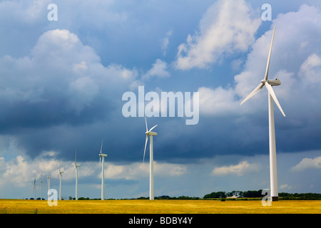 Denmark, wind turbines in the Danish country side (aerial view Stock ...