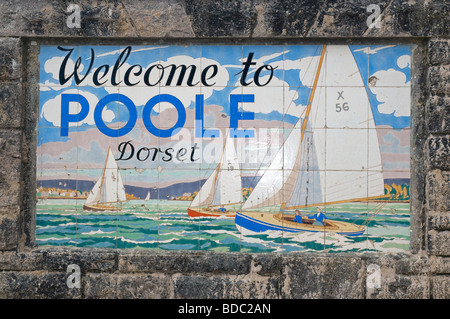 Tiled Welcome to Poole sign Poole Dorset England Stock Photo - Alamy