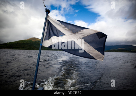 Flag of Scotland (Saltire) flying on waterfront, Invergordon, Highland ...