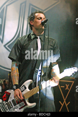 Benji Madden of the rock band 'Good Charlotte', wearing a sleeveless ...