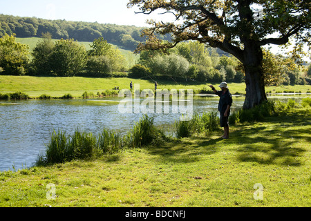 Fly Fisherman at Meon Springs Trout Fishery, Hampshire , England Stock ...