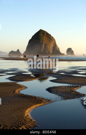 Haystack Rock and tide Pools Stock Photo - Alamy