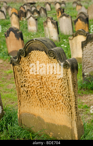 Very eroded gravestone at St Mary's Church, Whitby. Setting of early ...
