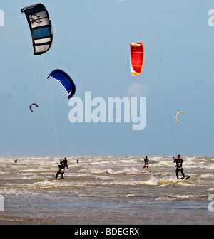 Parasurfers in the sea at Camber Sands in Sussex. Photo by Gordon ...