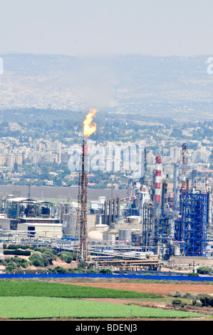 Israel, Haifa bay, View of the chimneys of the oil refinery Stock Photo ...
