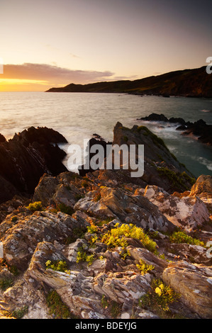 Atmospheric sunset over Morte Point on the North Devon coast UK Stock ...