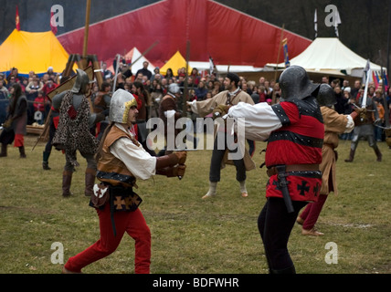 Middle age sword fighters in close combat Stock Photo - Alamy