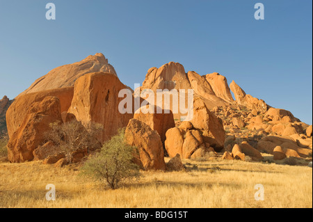 landscape with rocks around the granite mountain Spitzkoppe, Namibia ...