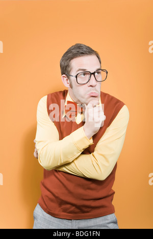 European-looking male of about thirty brunet stretches eyes with Stock ...