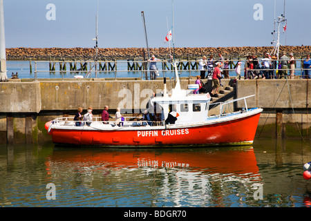 Puffin Cruises Boat in the Harbour Amble Northumberland England Stock ...