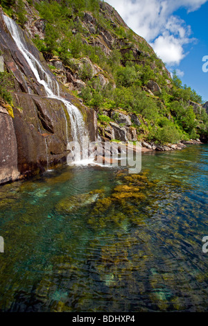 Waterfall Trollfjord, Lofoten Islands, Norway Stock Photo - Alamy