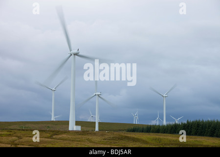 Hagshaw Hill wind farm above an abandoned open cast coal mine in ...