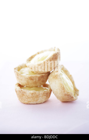 Detailed close up of a delicious lemon custard tart with fresh mint ...