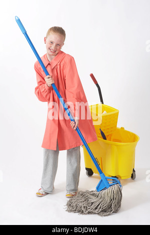Little Girl Dressed Up as Janitor Stock Photo - Alamy