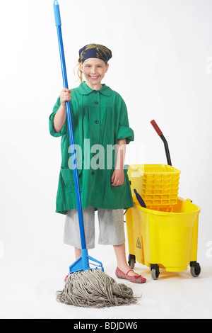Little Girl Dressed Up as Janitor Stock Photo - Alamy