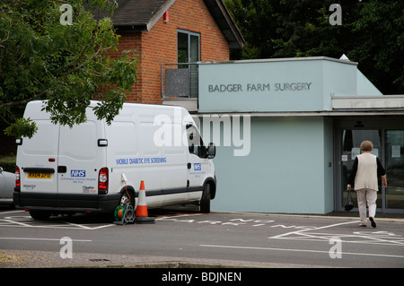 NHS eye bus mobile screening service for diabetic eye disease Stock ...