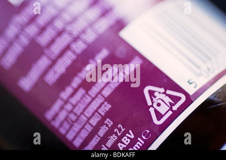 Beer bottle back label with information Stock Photo - Alamy